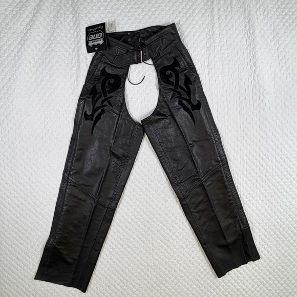 Highway One | Pants & Jumpsuits | Edgy Black Leather Pants With Tribal ...